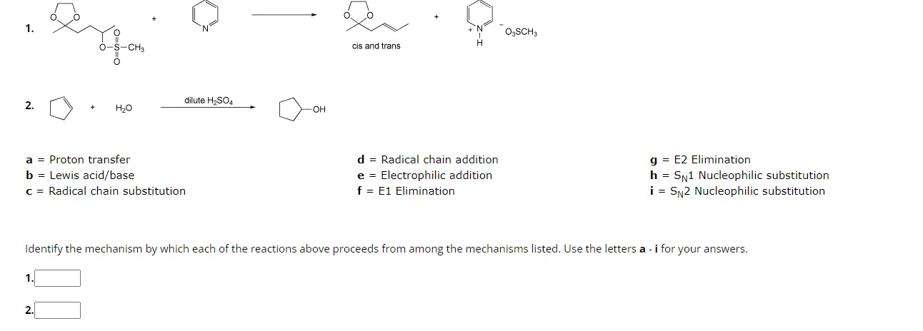 Solved 1. 2. a= Proton transfer b= Lewis acid/base c= | Chegg.com