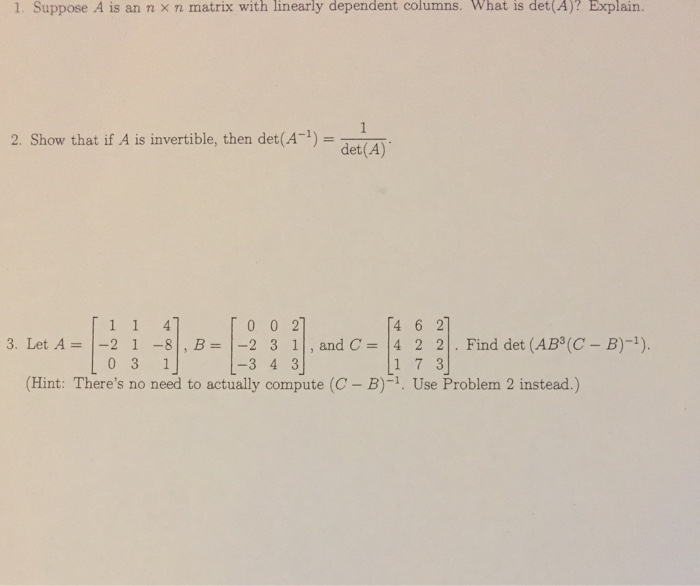 Solved Suppose A is an n times n matrix with linearly | Chegg.com