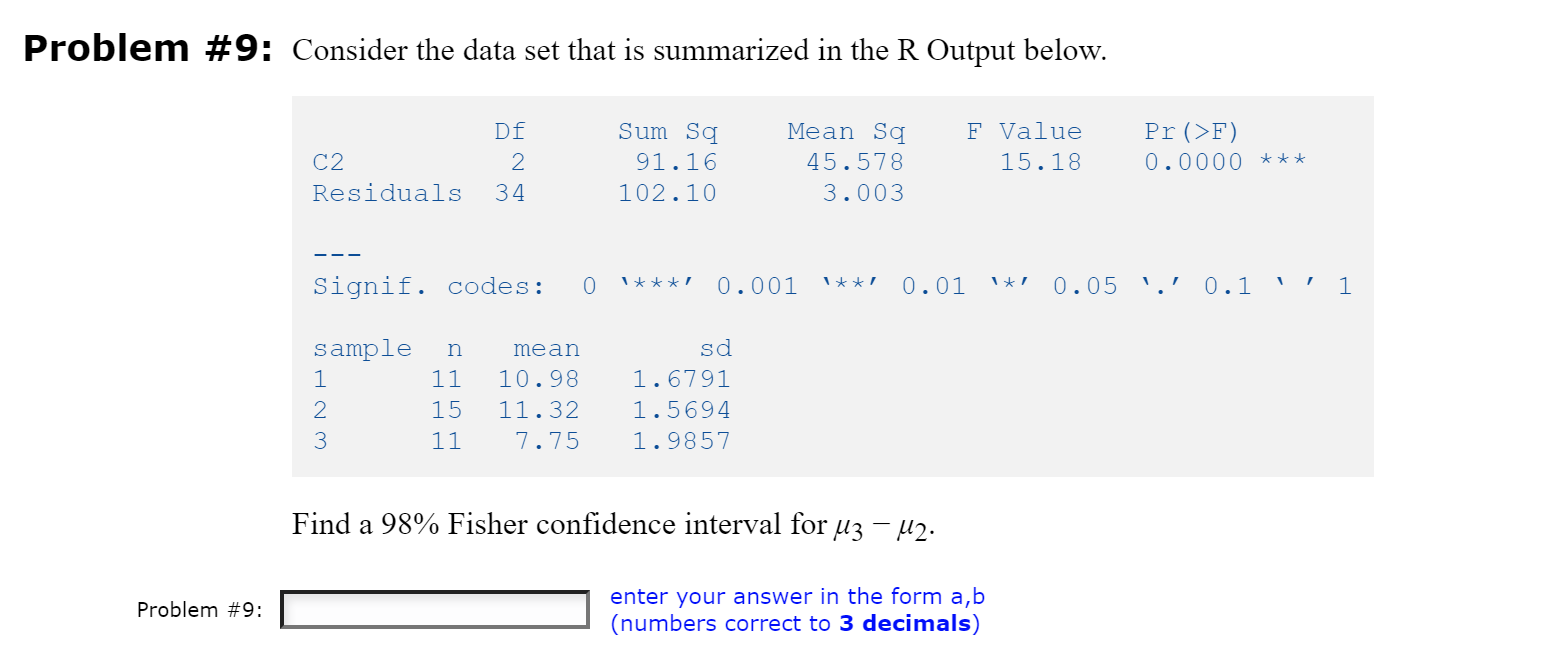 Solved Problem # 9: Consider the data set that is summarized | Chegg.com