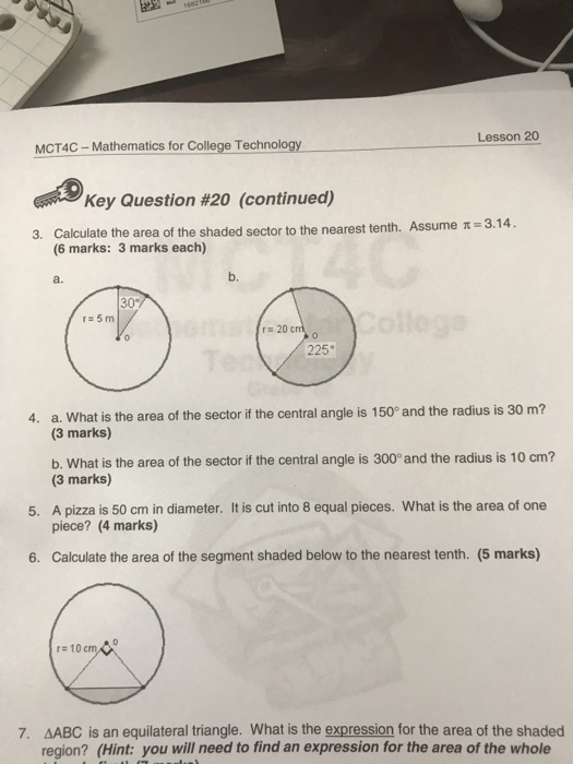 Solved 1682 Lesson 20 MCT4C-Mathematics for College | Chegg.com