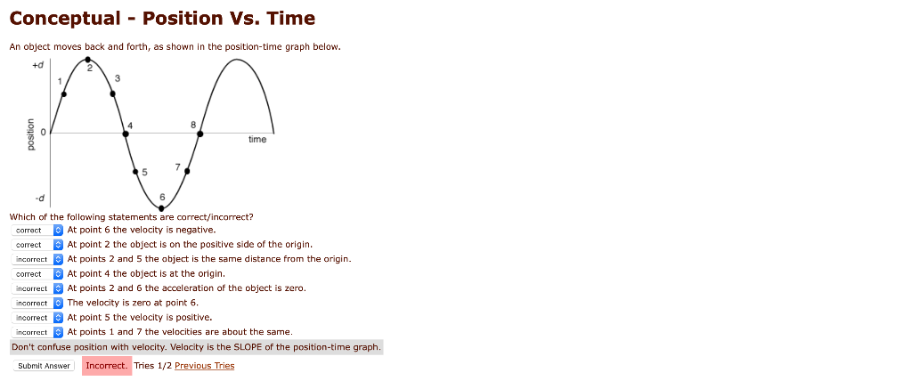Solved Conceptual - Position Vs. Time An object moves back | Chegg.com