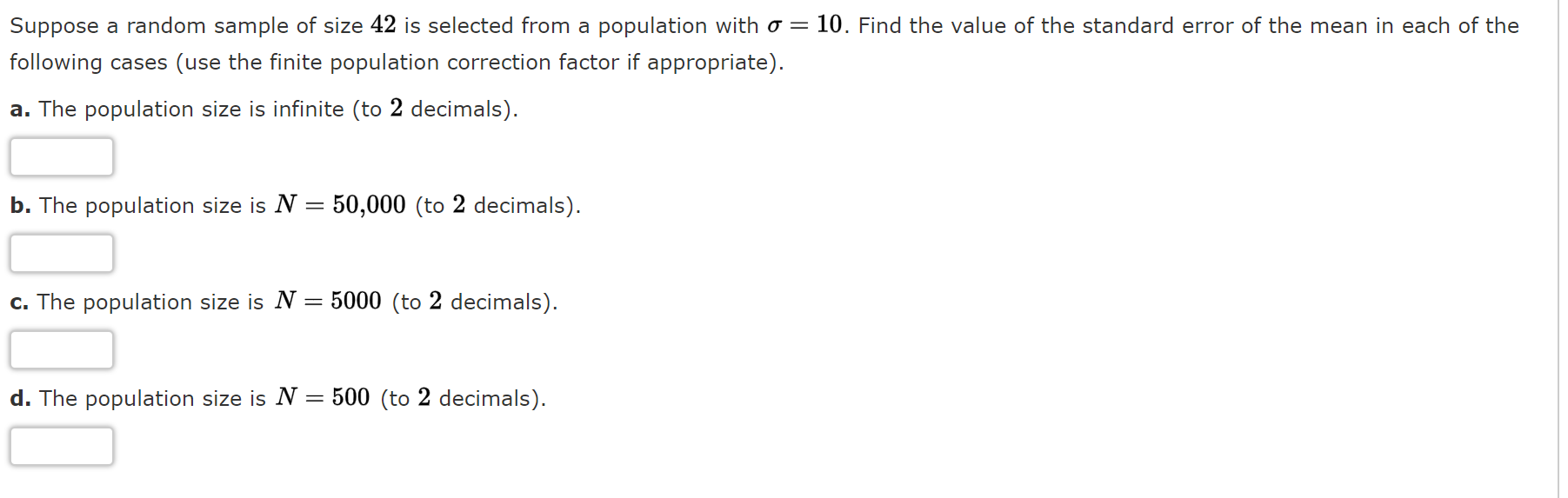 Solved Suppose a random sample size of 42 is selected from a | Chegg.com