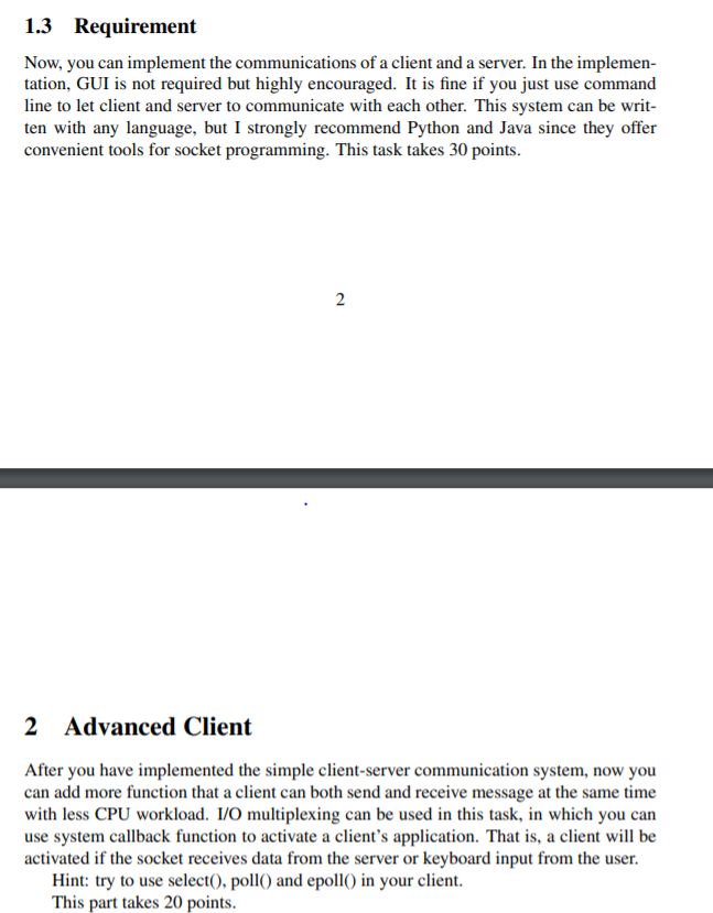 Client-Server Communication using TCP/IP The first | Chegg.com