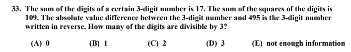 Solved 33. The sum of the digits of a certain 3-digit number | Chegg.com