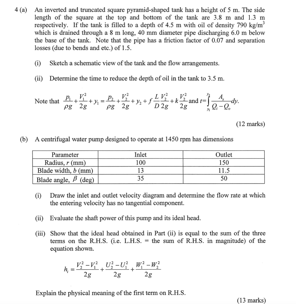 Solved 4 (a) An inverted and truncated square pyramid-shaped | Chegg.com