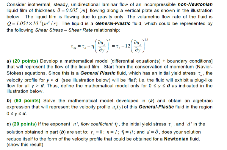 Consider isothermal, steady, unidirectional laminar | Chegg.com
