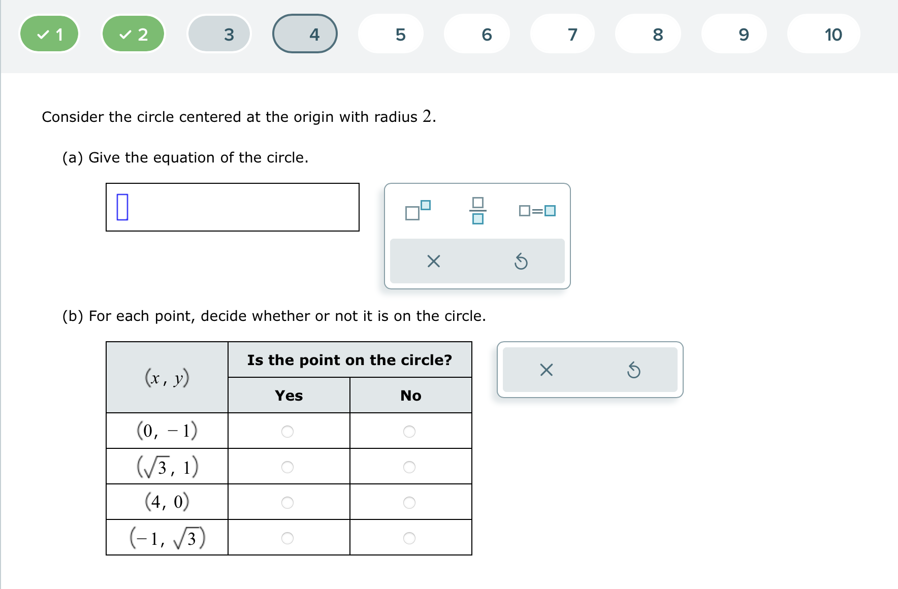 Solved 4. ﻿Consider the circle centered at the origin with | Chegg.com