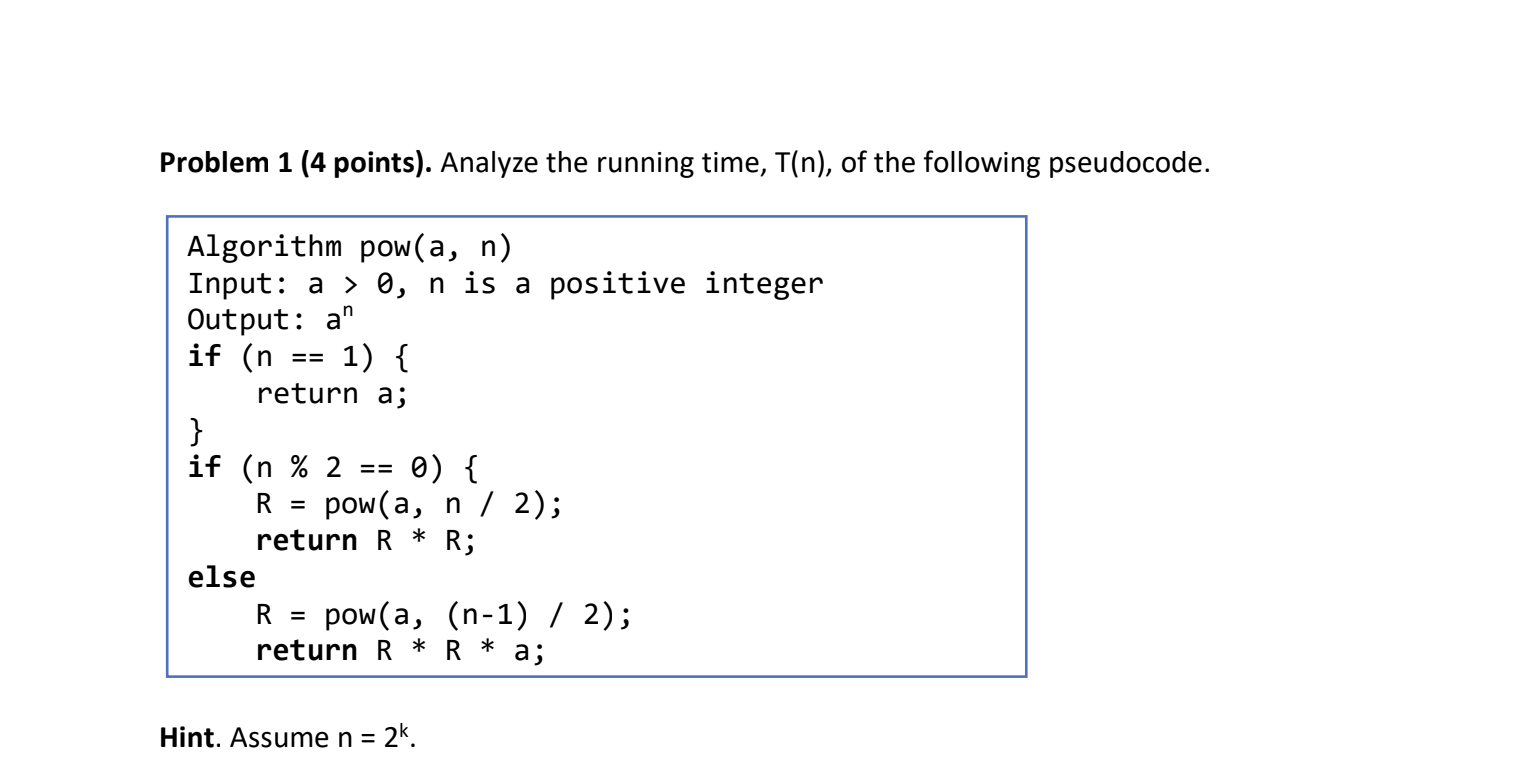 Solved Problem 1 4 Points Analyze The Running Time Tn 