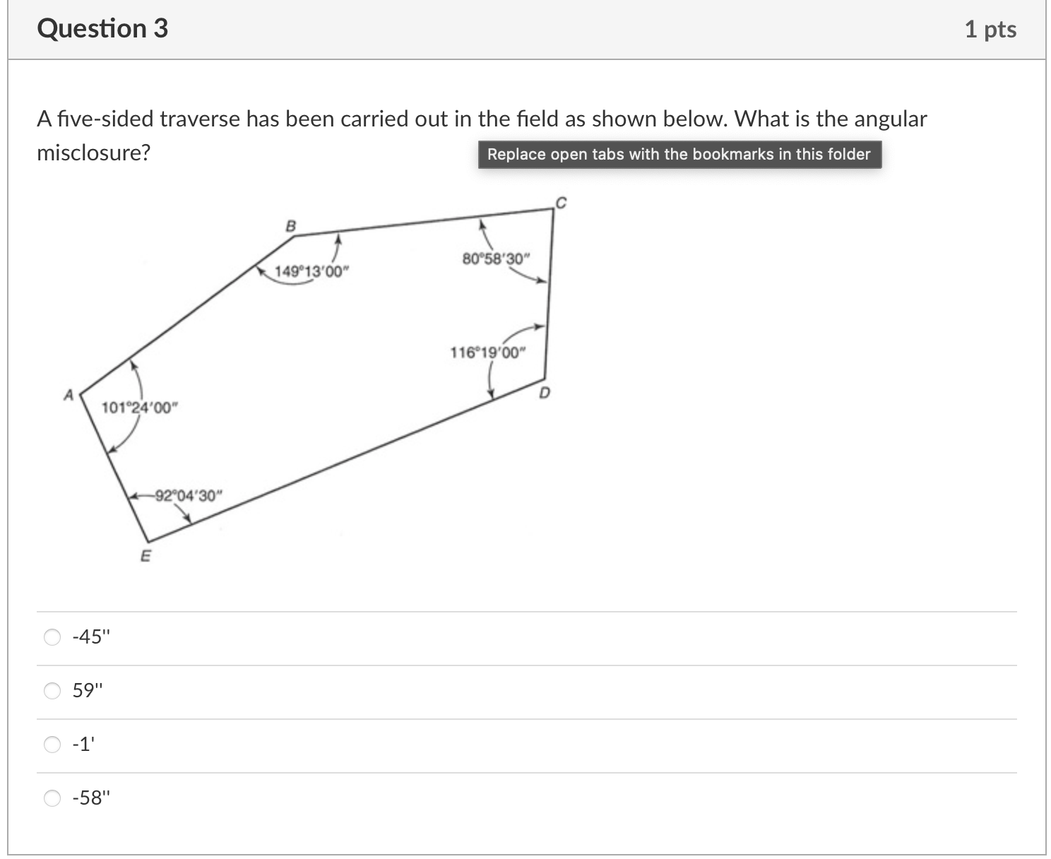 Solved A five-sided traverse has been carried out in the | Chegg.com