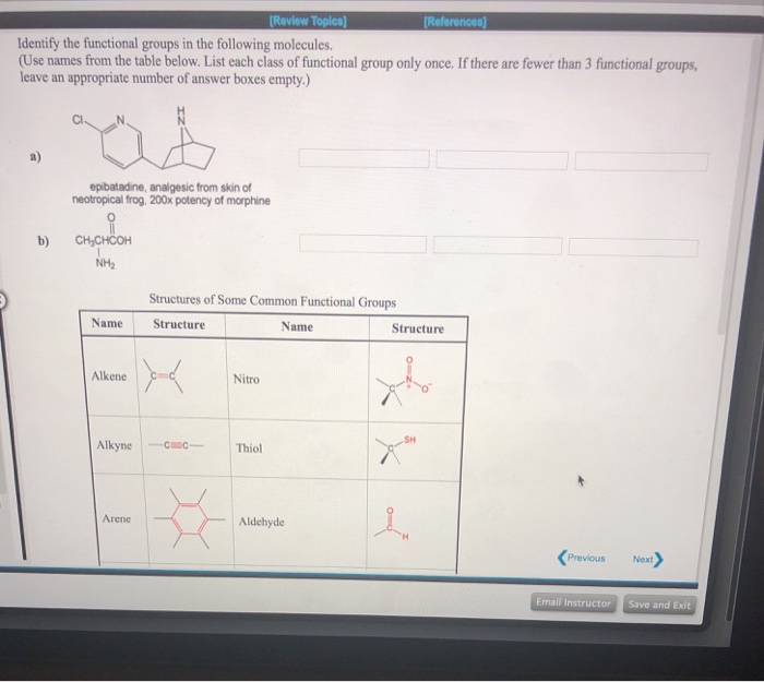 Solved Identify the functional groups in the tollowing | Chegg.com