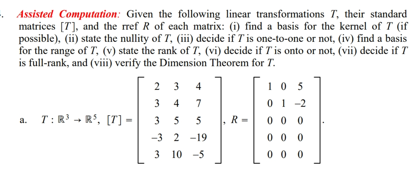 Solved · Assisted Computation: Given the following linear | Chegg.com