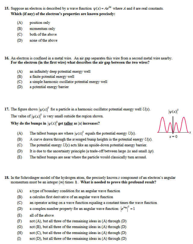 Solved 15. Suppose an electron is described by a wave | Chegg.com
