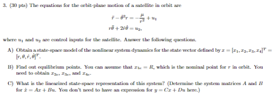 3. (30 pts) The equations for the orbit-plane motion | Chegg.com