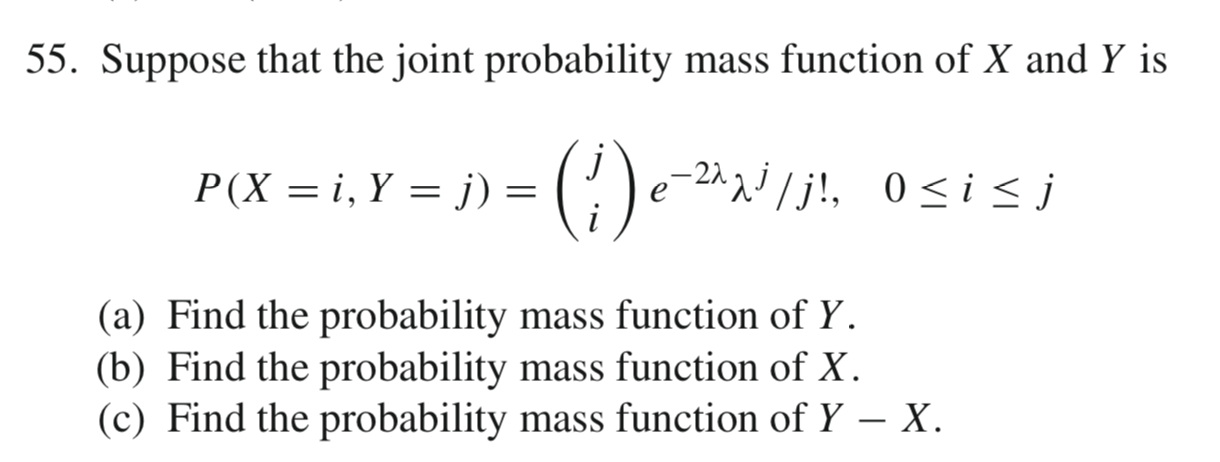Solved 55. Suppose that the joint probability mass function | Chegg.com