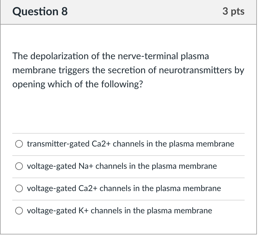 Solved Question 8 3 pts The depolarization of the | Chegg.com