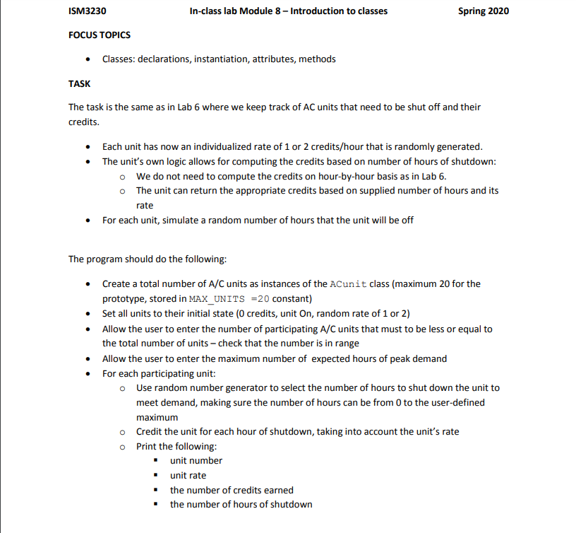 Solved ISM3230 In-class lab Module 8 - Introduction to | Chegg.com