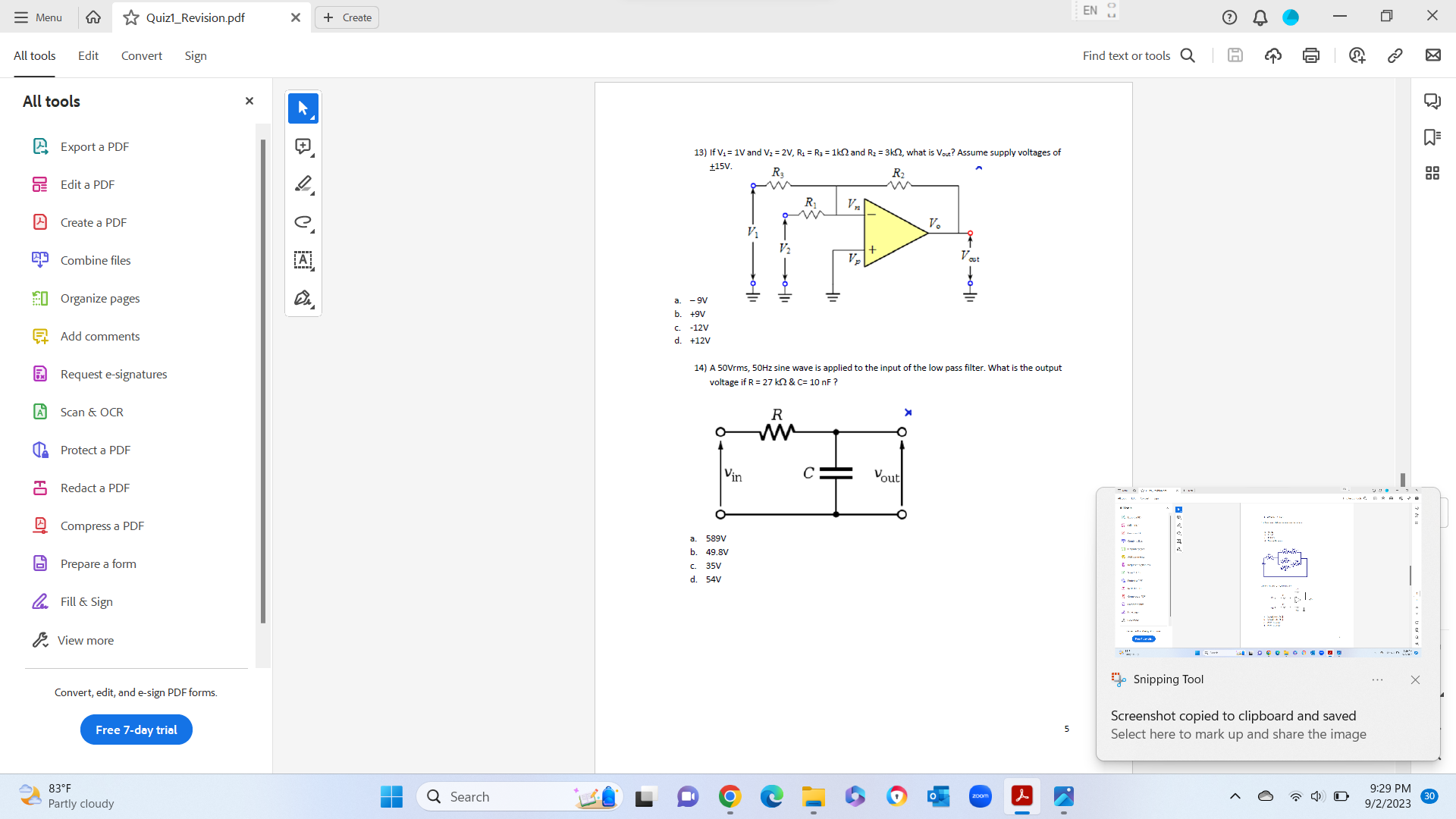 Solved 13) If V1=1V and V2=2V,R1=R3=1kΩ and R2=3kΩ, what is | Chegg.com