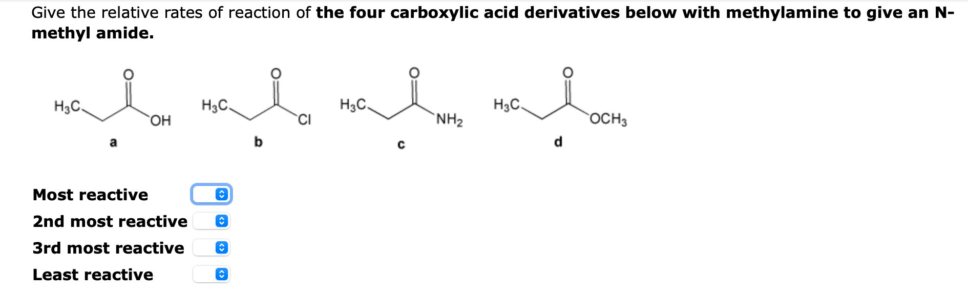 Solved Give the relative rates of reaction of the four | Chegg.com