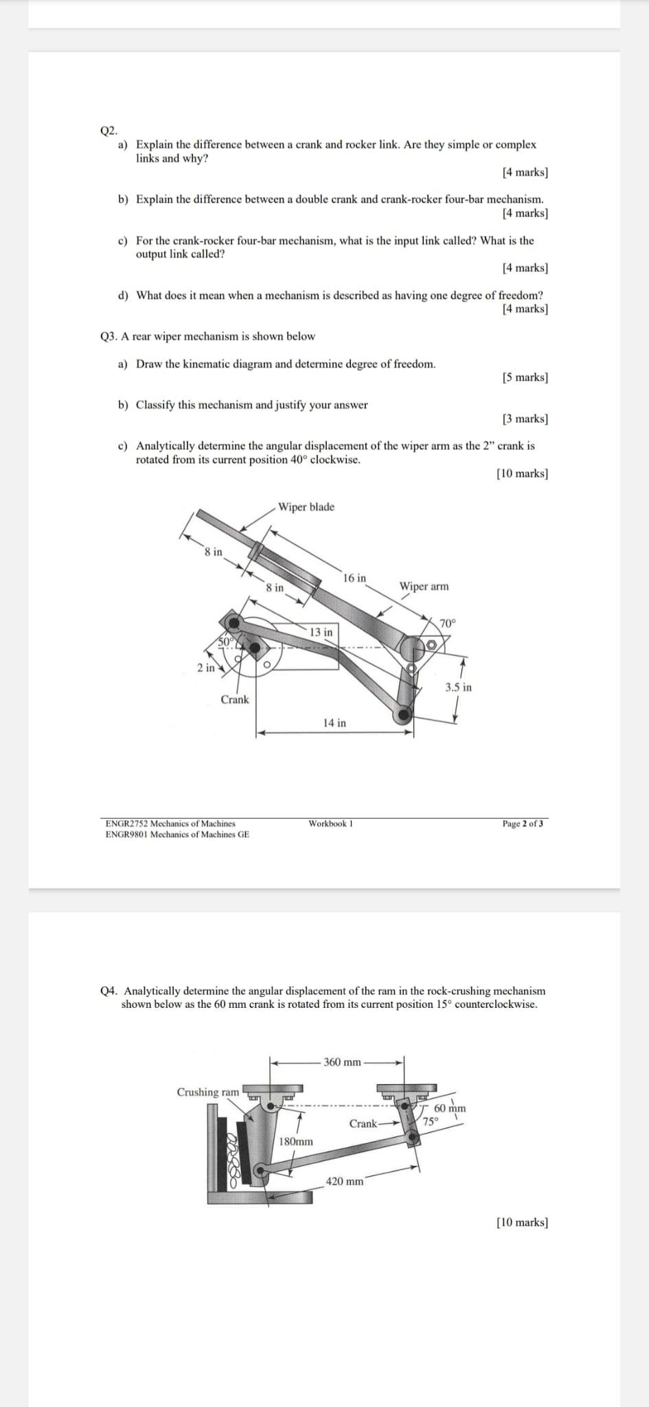 Q2. a) Explain the difference between a crank and | Chegg.com