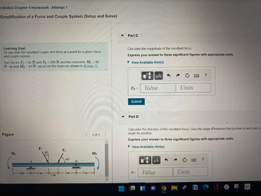 Solved (Statics Chapter 4 Homework - Attempt 1 | Chegg.com