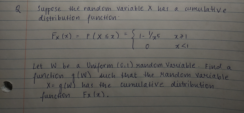 Solved Q Suppose The Random Variable X Has A Cumulative 4301