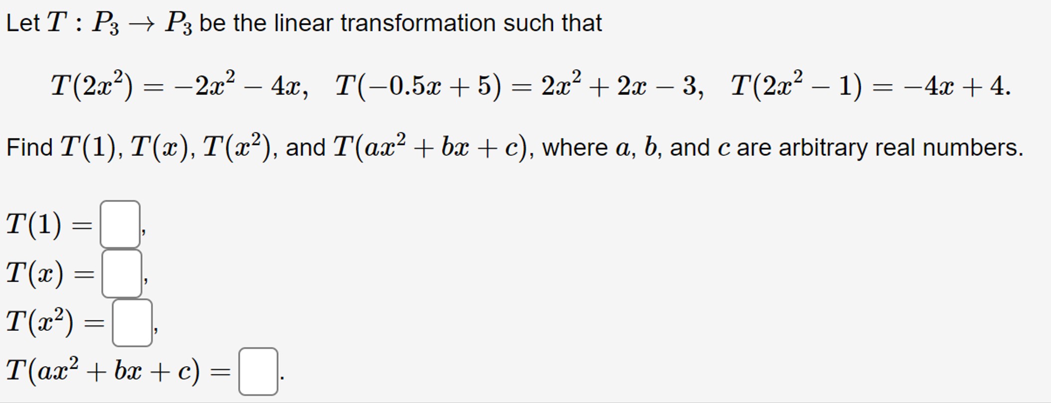 Solved Let T:P3→P3 ﻿be the linear transformation such | Chegg.com