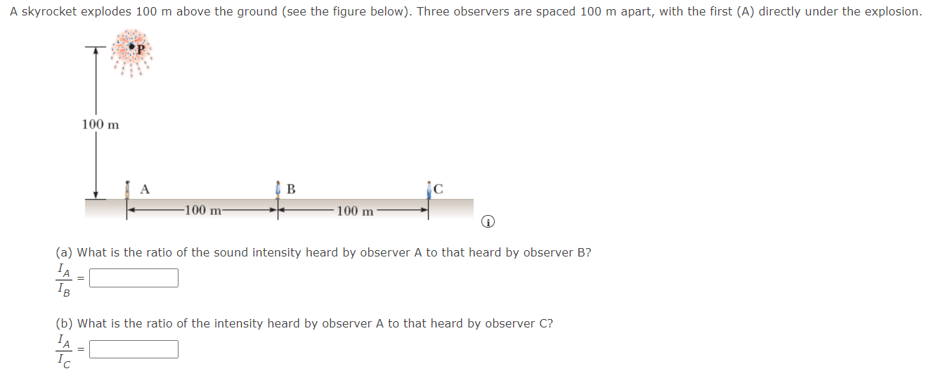 Solved (a) What is the ratio of the sound intensity heard by | Chegg.com