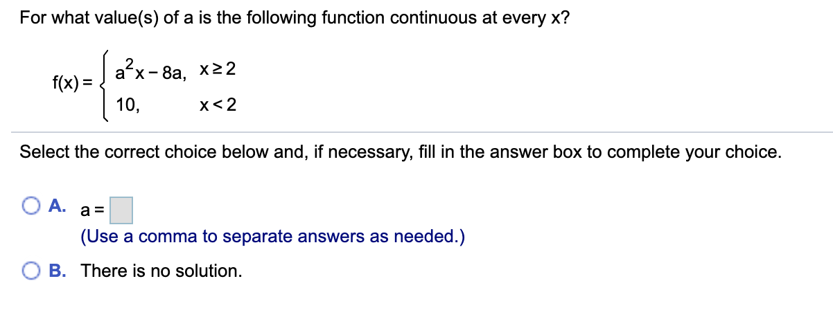 Solved At what points is the following function continuous? | Chegg.com