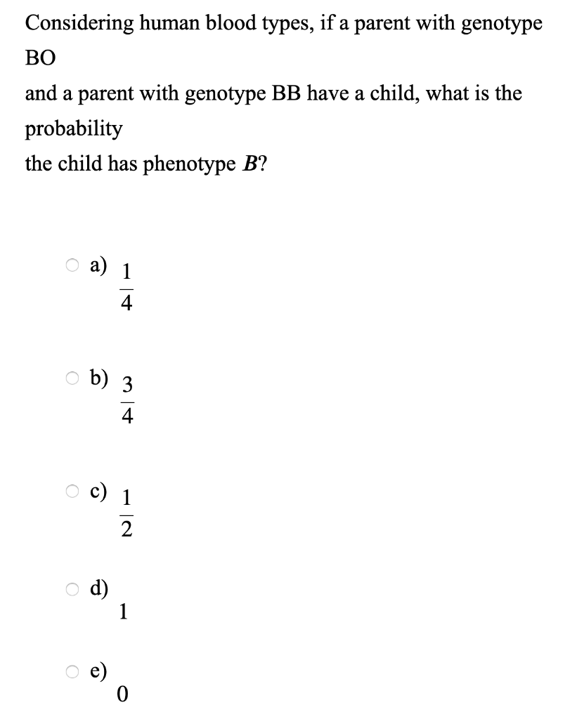 Solved Considering human blood types, if a parent with | Chegg.com