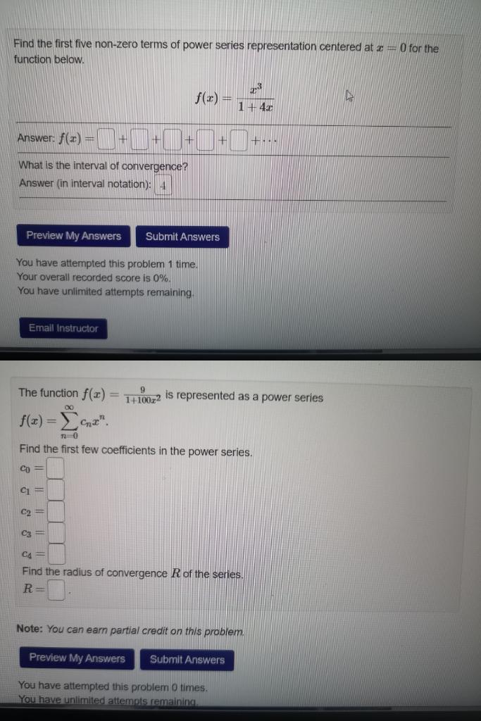 Solved Find the first five non-zero terms of power series | Chegg.com