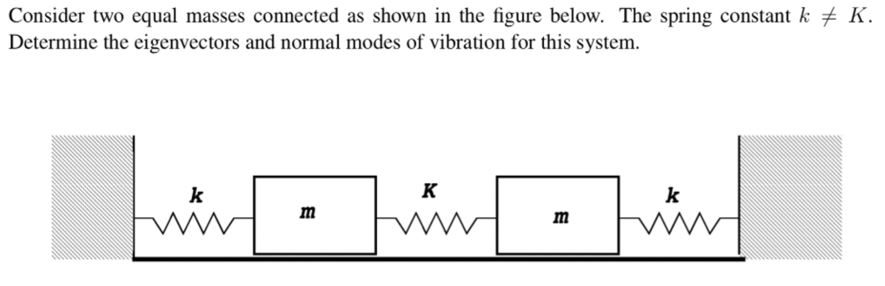 Consider two equal masses connected as shown in the | Chegg.com