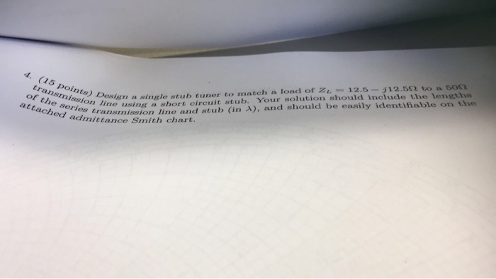 Solved Design a single stub tuner to match a load of Z_L = | Chegg.com