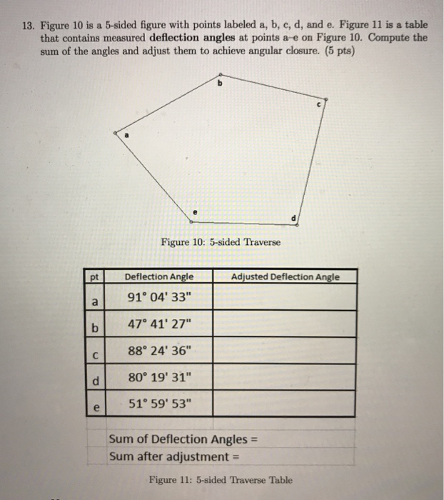 Solved 13. Figure 10 is a 5-sided figure with points labeled | Chegg.com