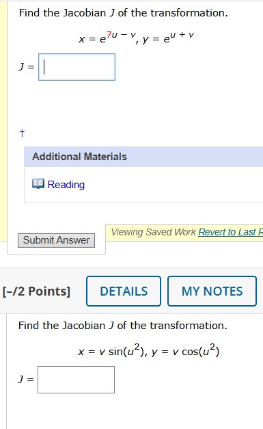 Solved Find the Jacobian J of the | Chegg.com