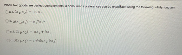 Solved When two goods are perfect complements, a consumer's | Chegg.com