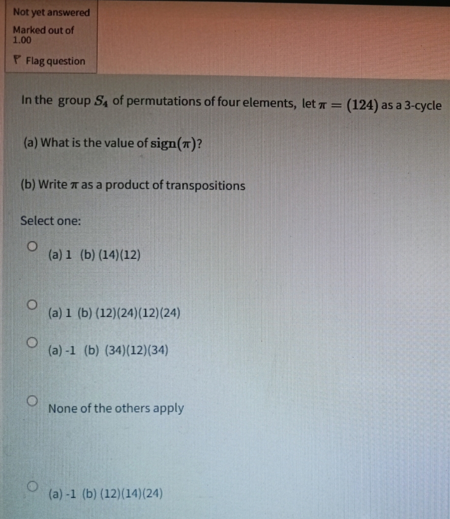 Solved In the group S4 of permutations of four elements, let | Chegg.com