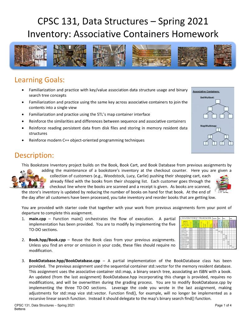 Inventory: Associative Containers Homework Last | Chegg.com