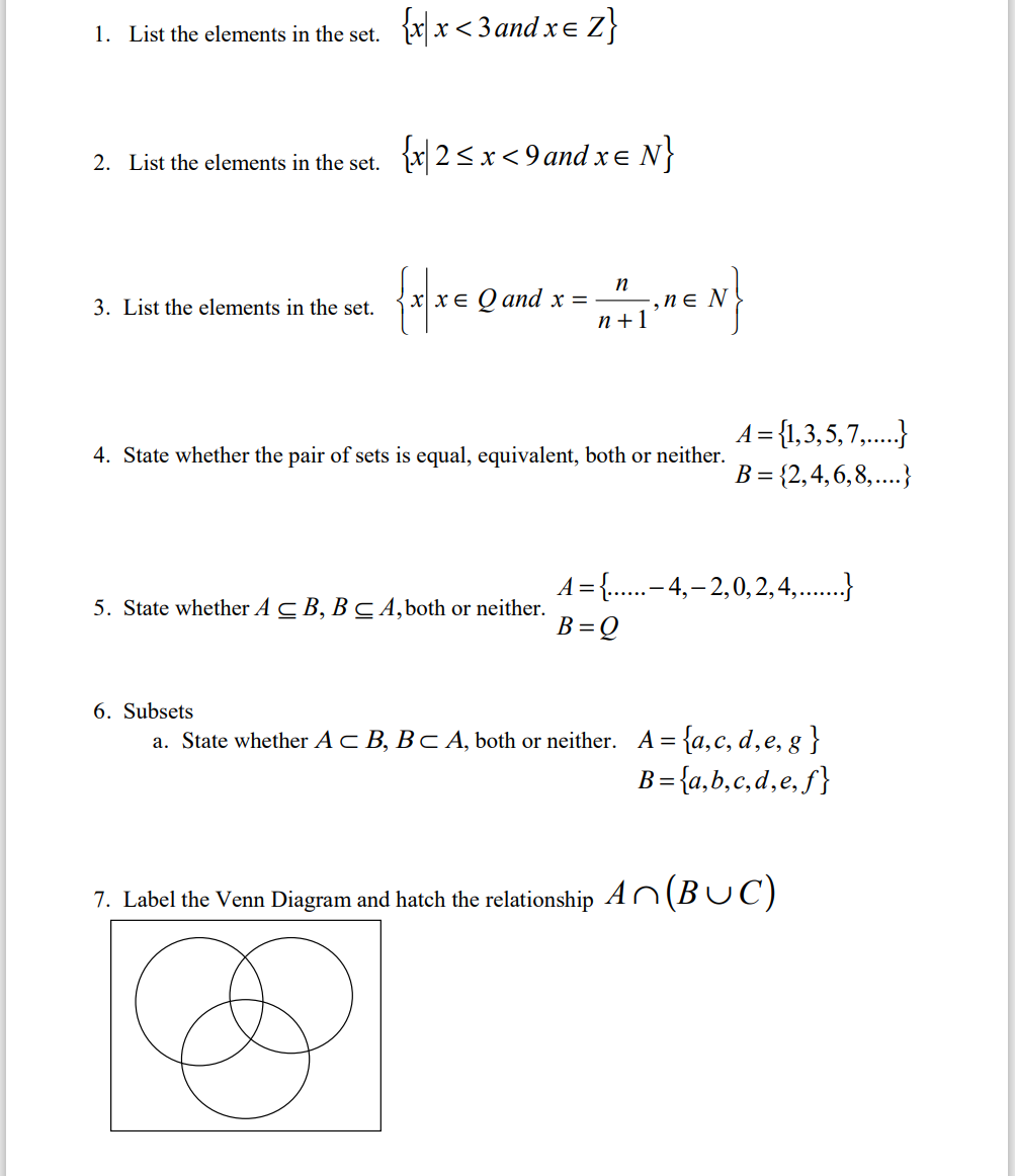Solved 1. List the elements in the set. {x∣x