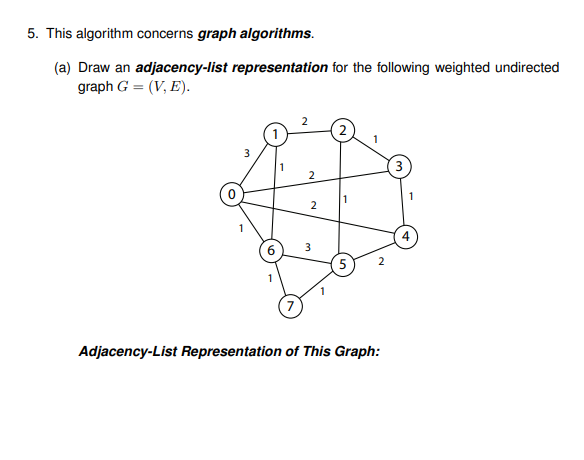 Solved 5. This algorithm concerns graph algorithms. (a) Draw | Chegg.com