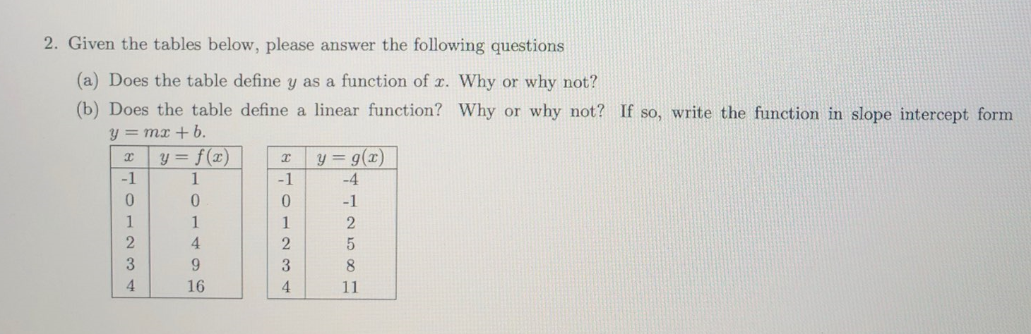 Solved 2. Given the tables below, please answer the | Chegg.com
