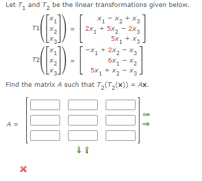 Solved Let T1 and T2 be the linear transformations given | Chegg.com