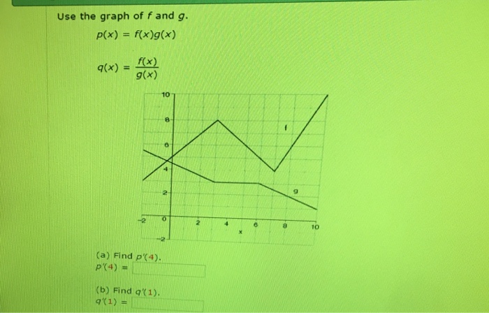 Solved Use the graph of f and g. P(x) = f(x) g(x) q(x) = | Chegg.com