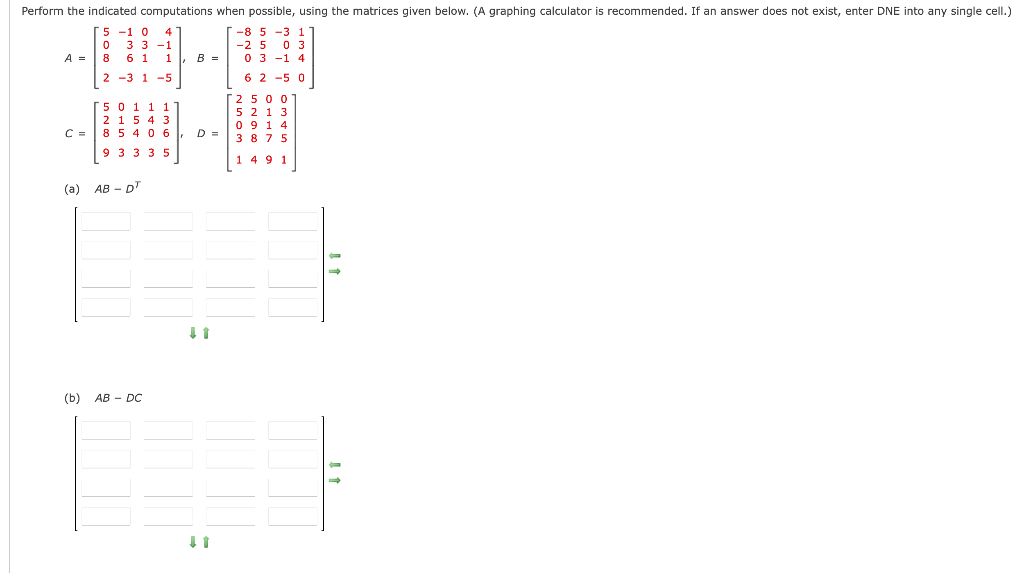 Solved Perform the indicated computations when possible, | Chegg.com