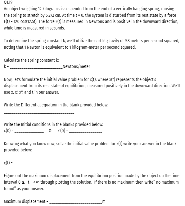 Solved An object weighing 12 kilograms is suspended from the | Chegg.com