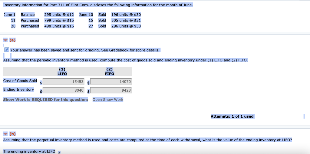 Solved Exercise 8-10 (Part Level Submission) Inventory | Chegg.com