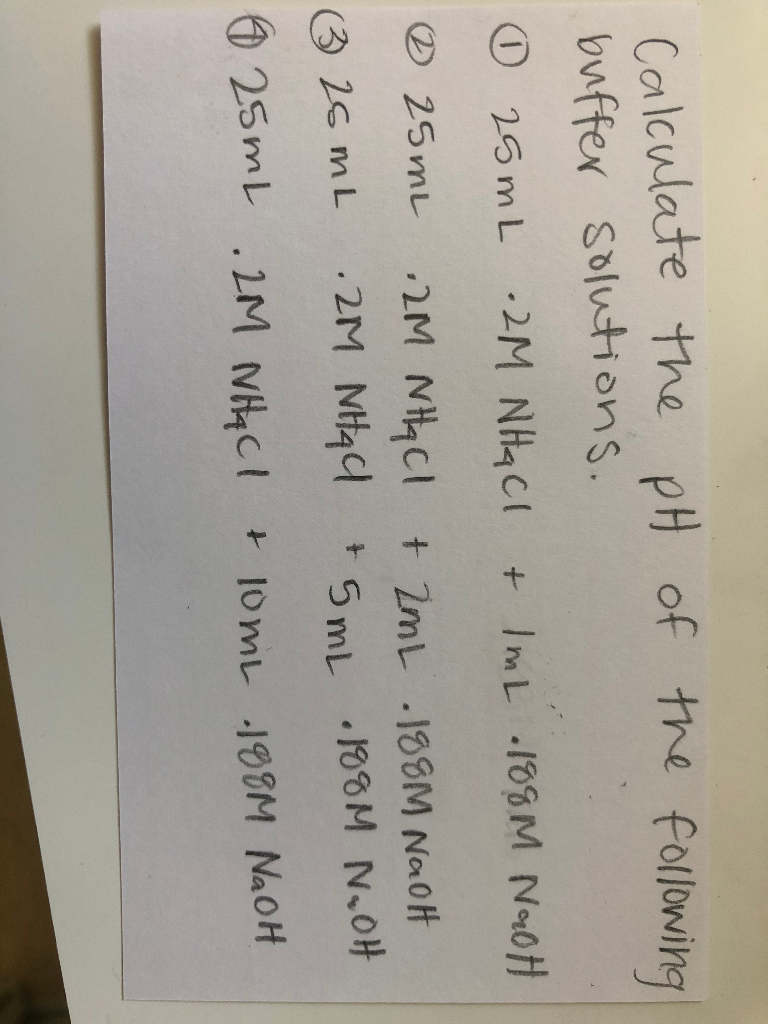 Solved Calculate the pH of the following buffer solutions. 0 | Chegg.com