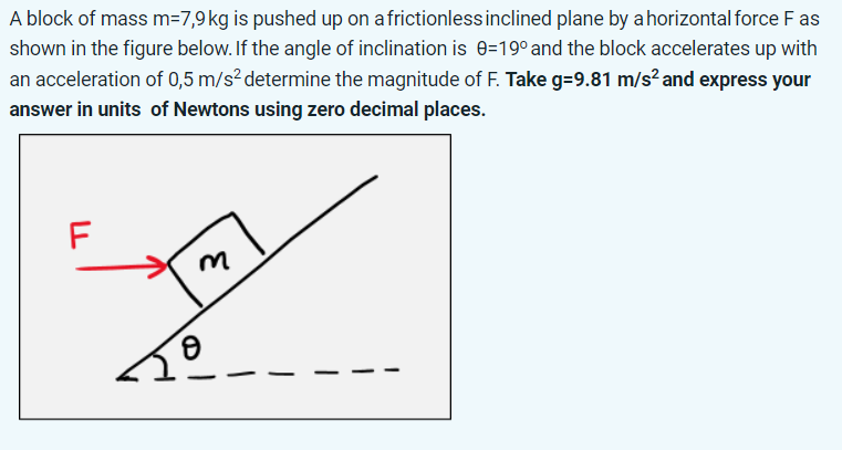 Solved A block of mass m=7,9kg ﻿is pushed up on a | Chegg.com