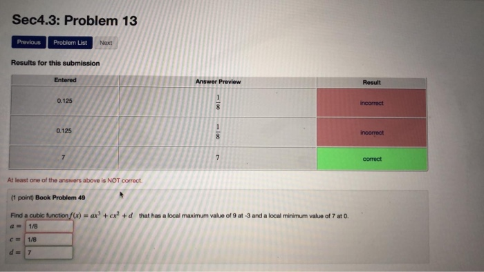 Solved Sec4.3: Problem 13 Previous Problem List Next Results | Chegg.com