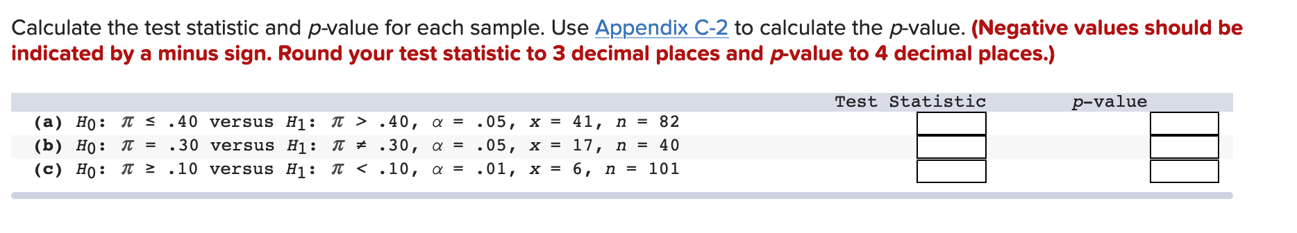 Solved Calculate the test statistic and p-value for each | Chegg.com
