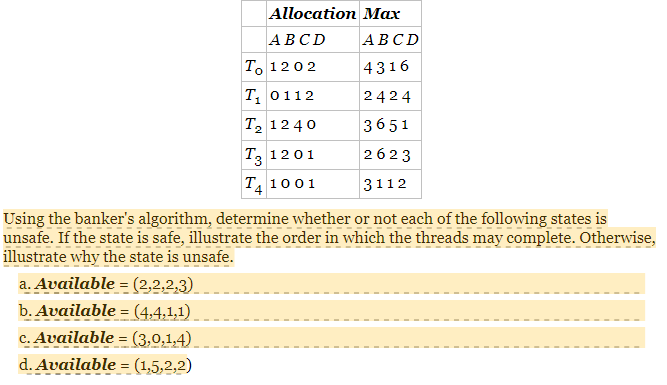 Solved Using the banker's algorithm, determine whether or | Chegg.com